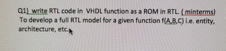Solved 01) write RTL code in VHDL function as a ROM in RTL. | Chegg.com