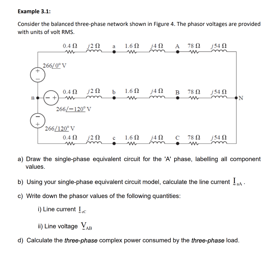 Solved Example 3.1: Consider the balanced three-phase | Chegg.com