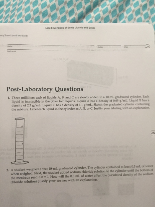 Solved Lab 3: Densities of Some Liquids and Solids of Some | Chegg.com