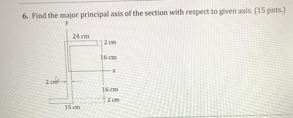 Solved 6. Find the major principal axis of the section with | Chegg.com