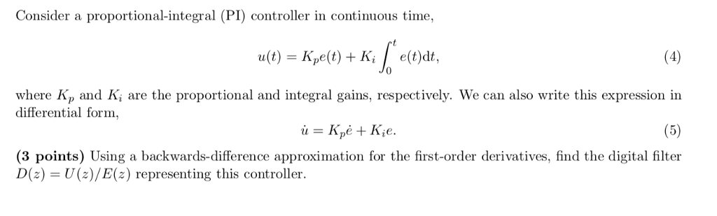 Consider a proportional-integral (PI) controller in | Chegg.com
