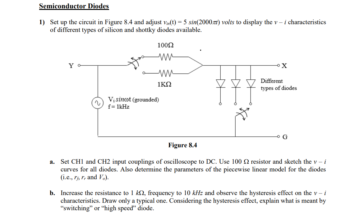 Solved Semiconductor Diodes 1) Set up the circuit in Figure | Chegg.com