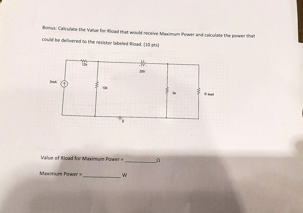Solved Bonus: Calculate the Value for Rload that would | Chegg.com