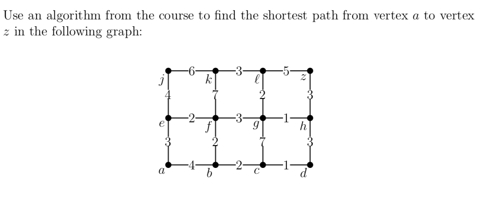 Solved Use an algorithm from the course to find the shortest | Chegg.com