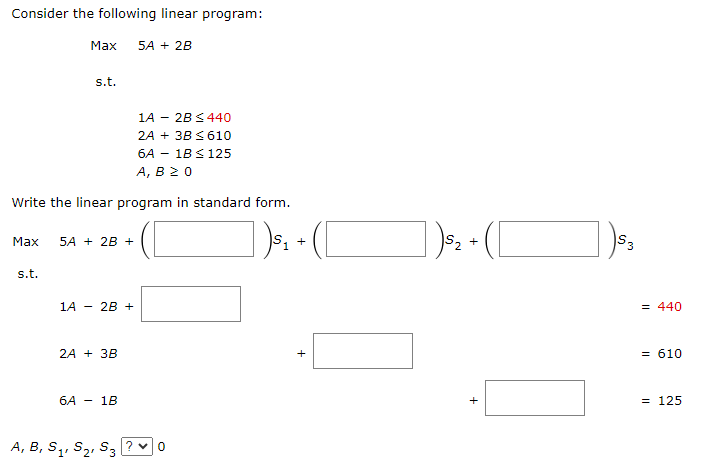 Solved Consider the following linear program:Max,5A+2B ﻿s.t. | Chegg.com