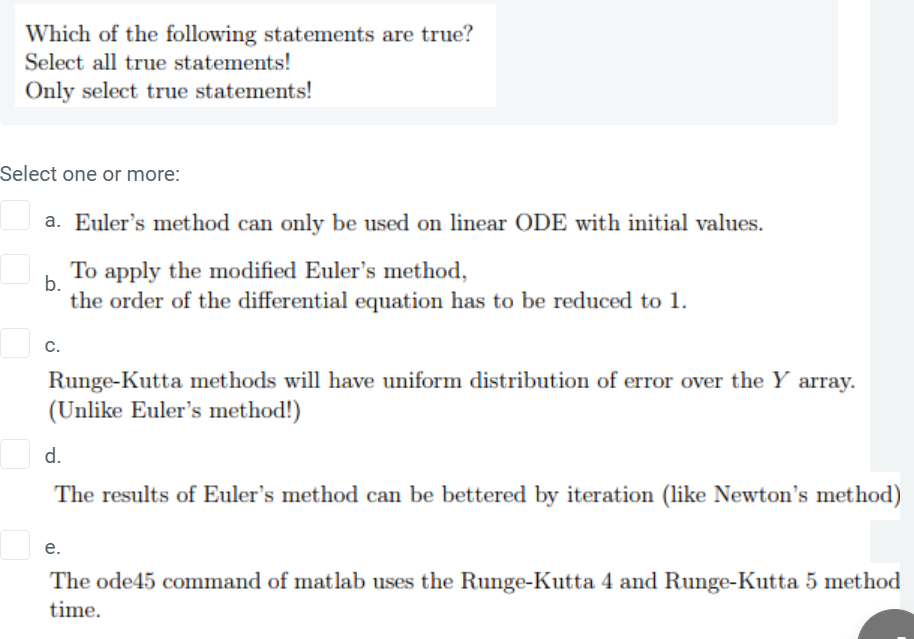 Solved Which of the following statements are true? Select | Chegg.com