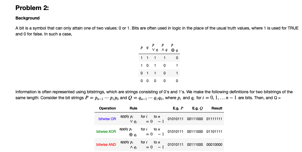 Solved Problem 2: Background A bit is a symbol that can only | Chegg.com