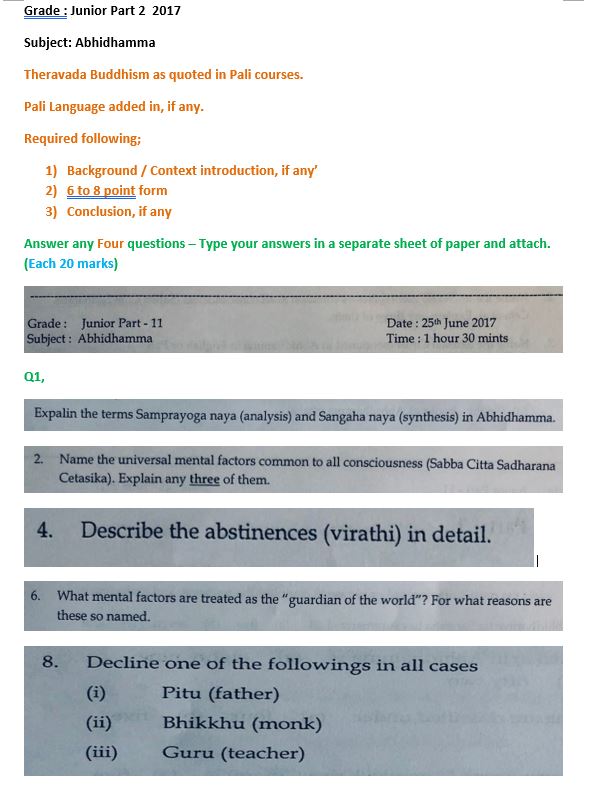 Solved Subject: Theravada Buddhism Topic: YMBA Jr2 2017 | Chegg.com