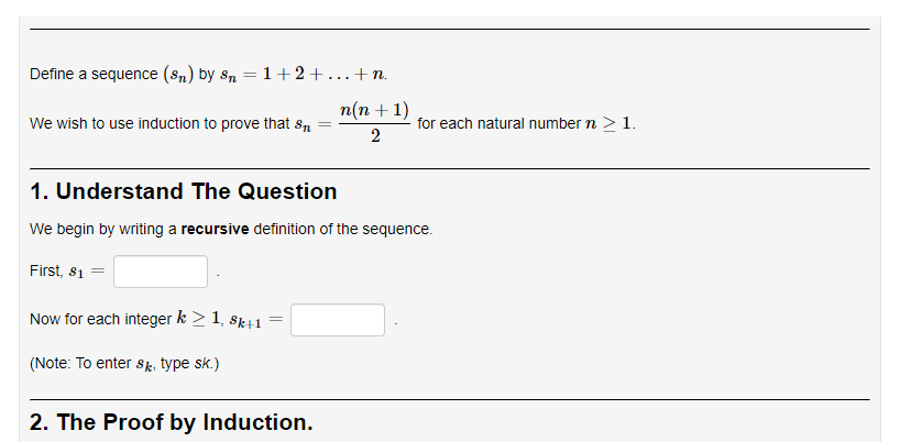 Solved Define a sequence (sn) by sn=1+2+…+n. We wish to use | Chegg.com