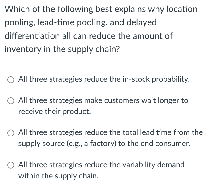Solved Which of the following best explains why location | Chegg.com