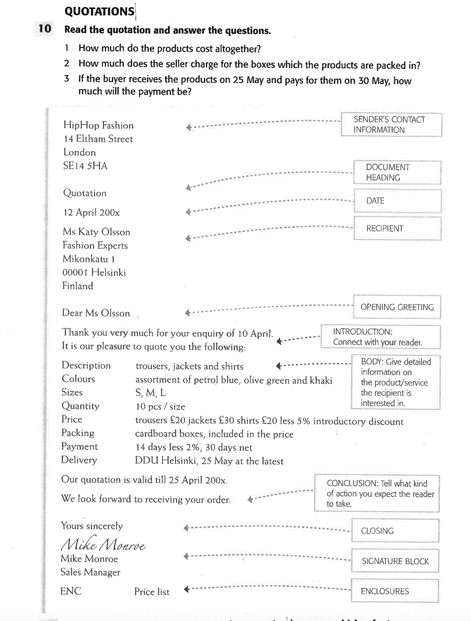 Solved 10 QUOTATIONS Read the quotation and answer the | Chegg.com