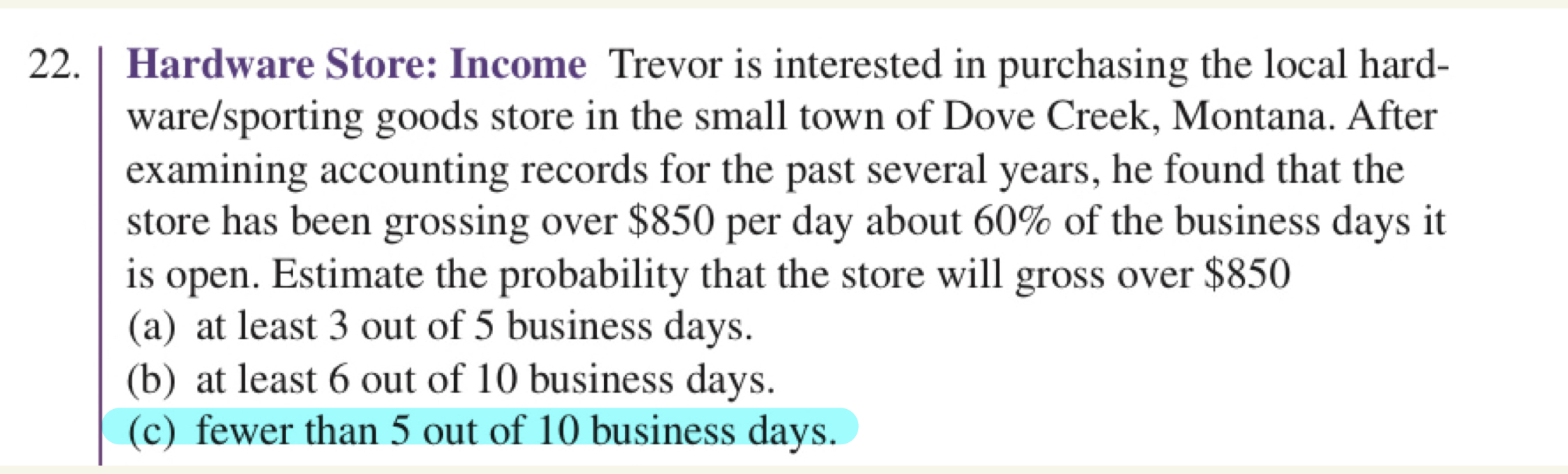 Solved Hardware Store: Income Trevor is interested in | Chegg.com