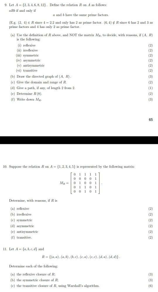 Solved 9. Let A-2,3,4,6,8, 12. Define the relation R on A as | Chegg.com