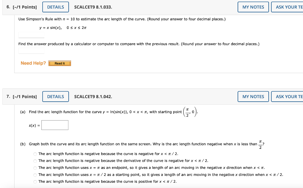 Solved Use Simpson's Rule with n=10 to estimate the arc | Chegg.com