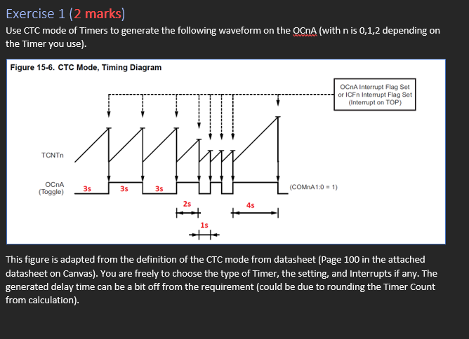 Solved Exercise 1 (2 marks) Use CTC mode of Timers to | Chegg.com