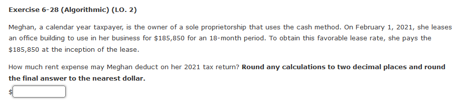 Solved Exercise 6-28 (Algorithmic) (LO. 2) Meghan, a | Chegg.com