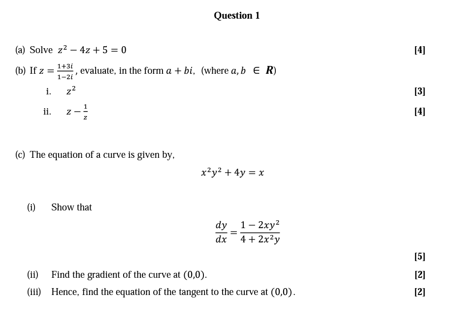 Solved (a) Solve z2−4z+5=0 (b) If z=1−2i1+3i, evaluate, in | Chegg.com