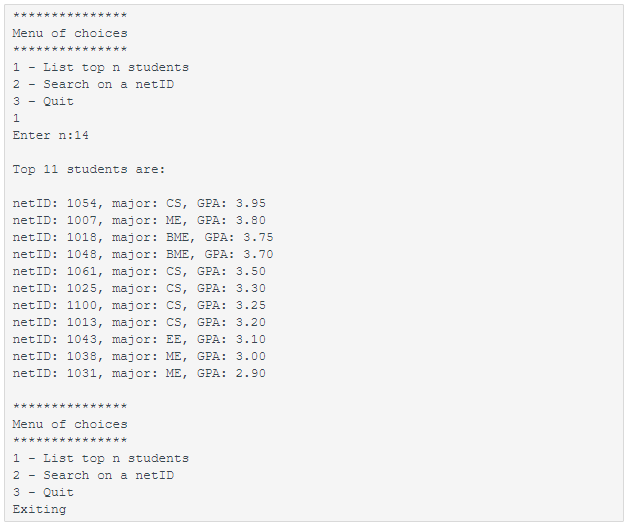 Write in C++ Write a program that manages students’ | Chegg.com