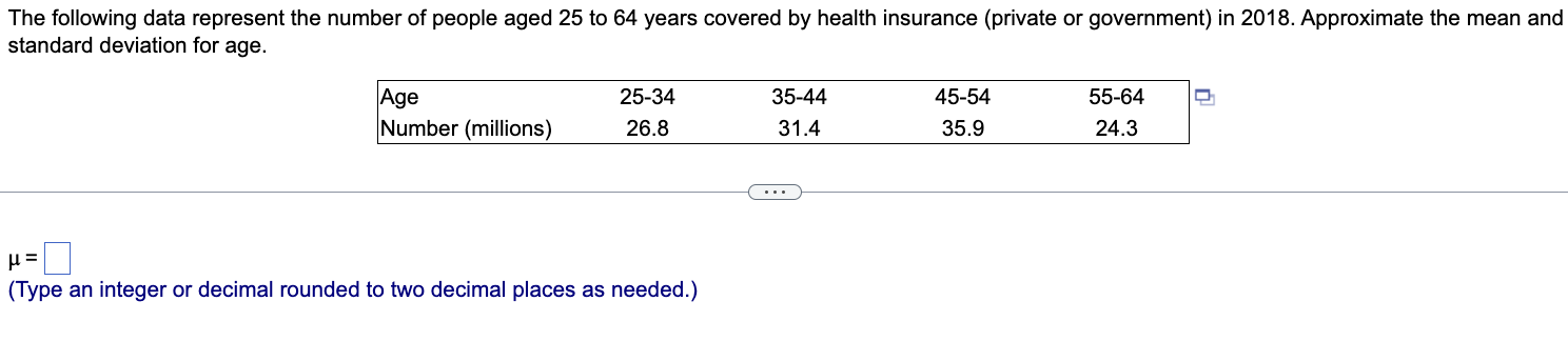 Solved μ= (Type an integer or decimal rounded to two decimal | Chegg.com