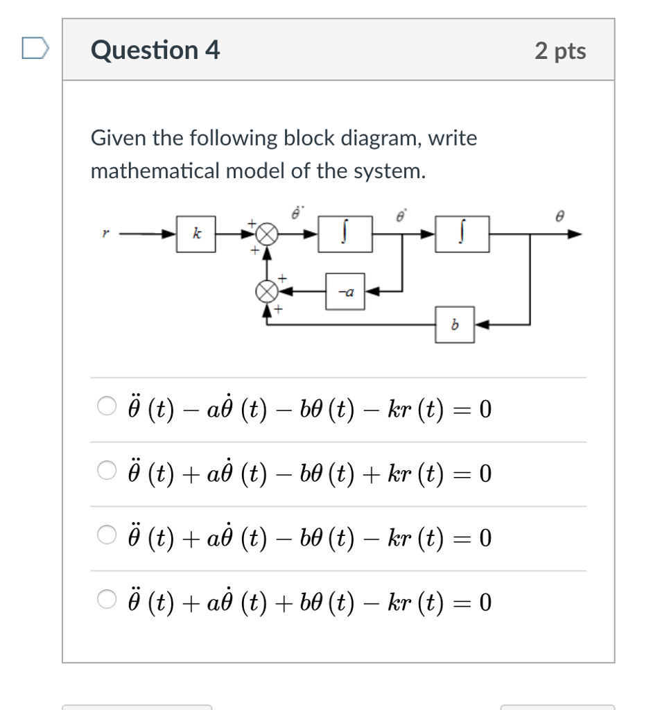Solved Question 4 2 pts Given the following block diagram, | Chegg.com