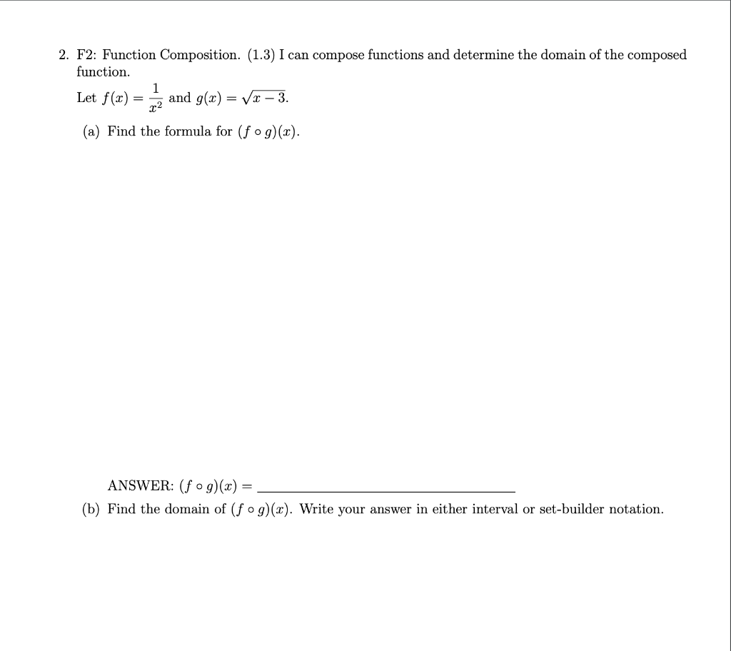 Solved 2. F2: Function Composition. (1.3) I can compose | Chegg.com