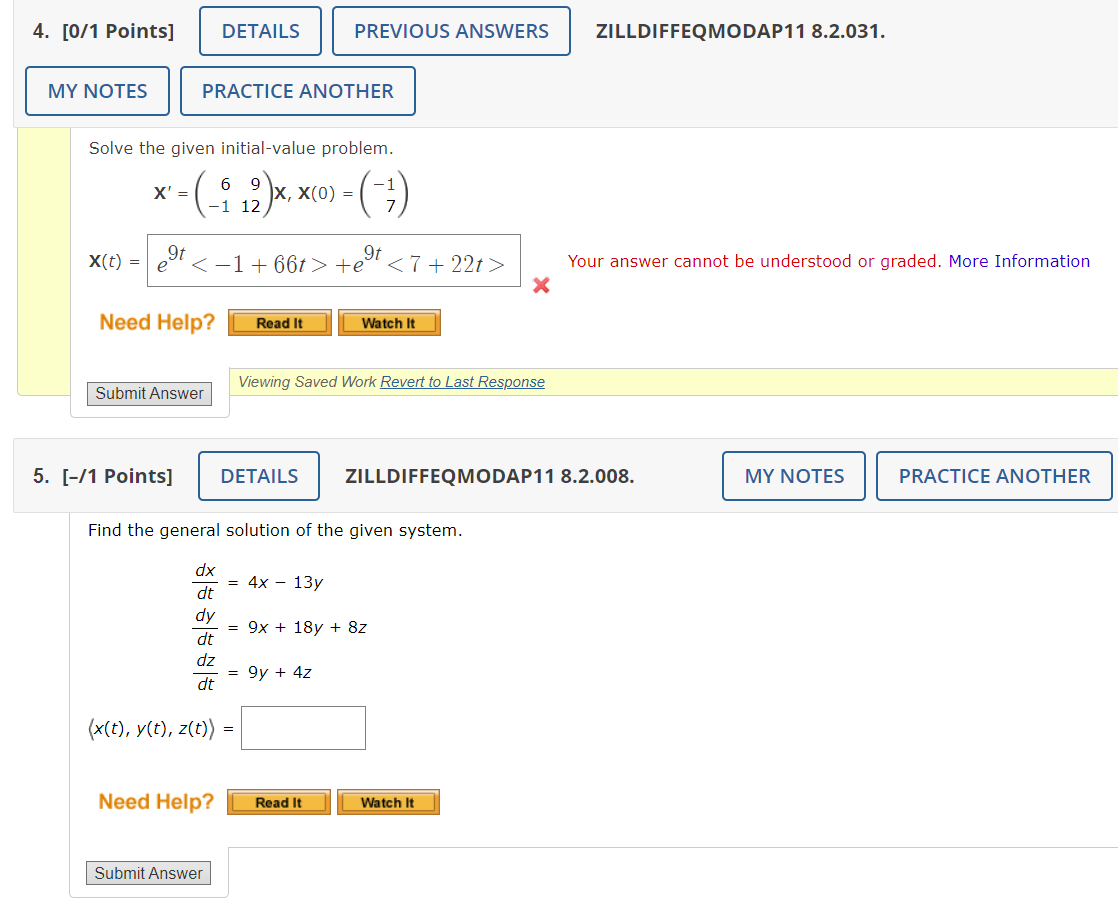 Solved 4. [0/1 Points] ZILLDIFFEQMODAP11 8.2.031. Solve the | Chegg.com