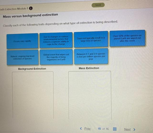 Solved Mass versus background extinction | Chegg.com