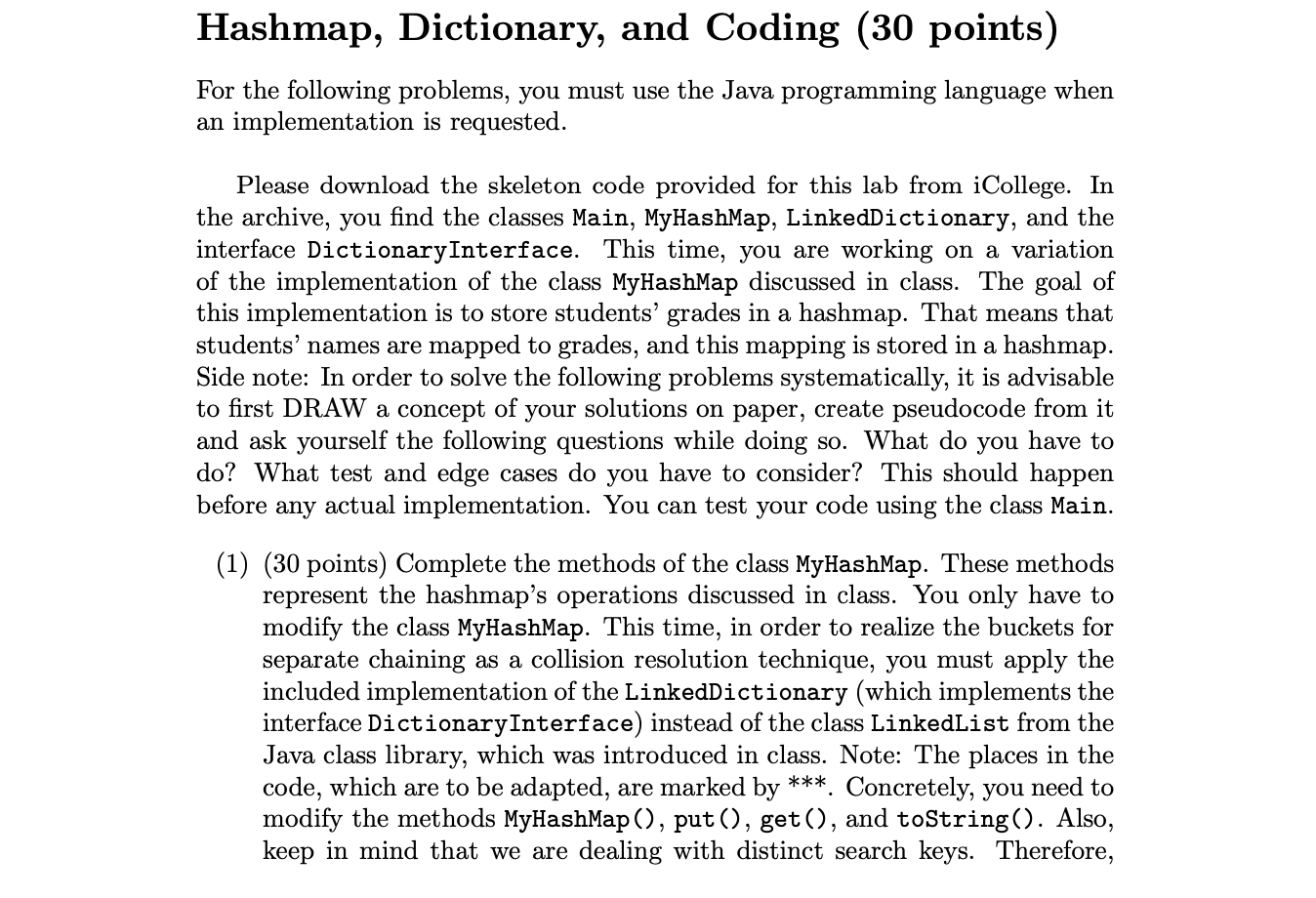 For the following problems, you must use the Java | Chegg.com