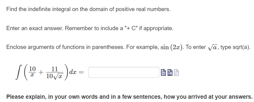 Solved Find the indefinite integral on the domain of | Chegg.com