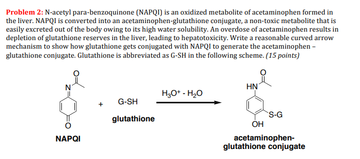 Solved Problem 2: N-acetyl para-benzoquinone (NAPQI) is an | Chegg.com