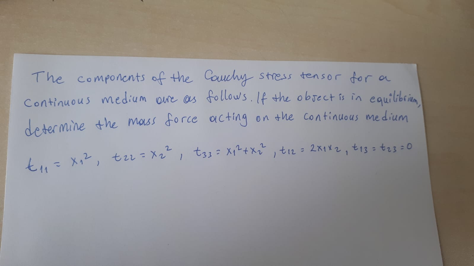 Solved The components of the Cauchy stress tensor for a | Chegg.com
