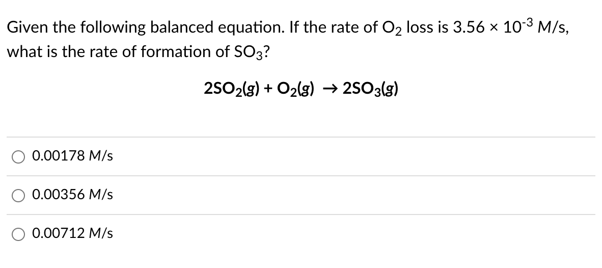 Solved Given the following balanced equation. If the rate of | Chegg.com