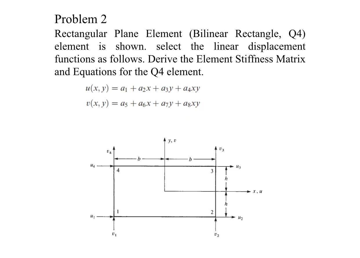 Solved Problem 2 Rectangular Plane Element (Bilinear | Chegg.com