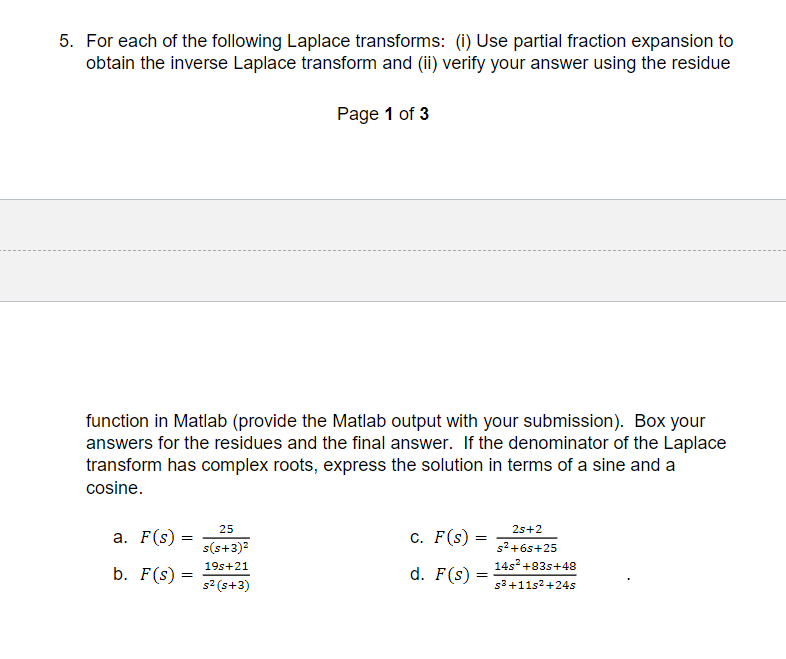 Solved 5. For each of the following Laplace transforms: (i) | Chegg.com