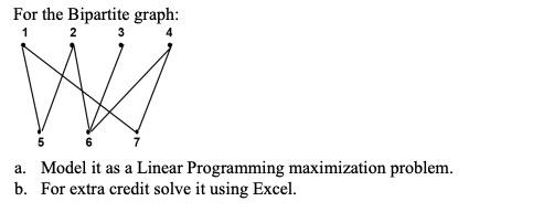 Solved For the Bipartite graph: a. Model it as a Linear | Chegg.com