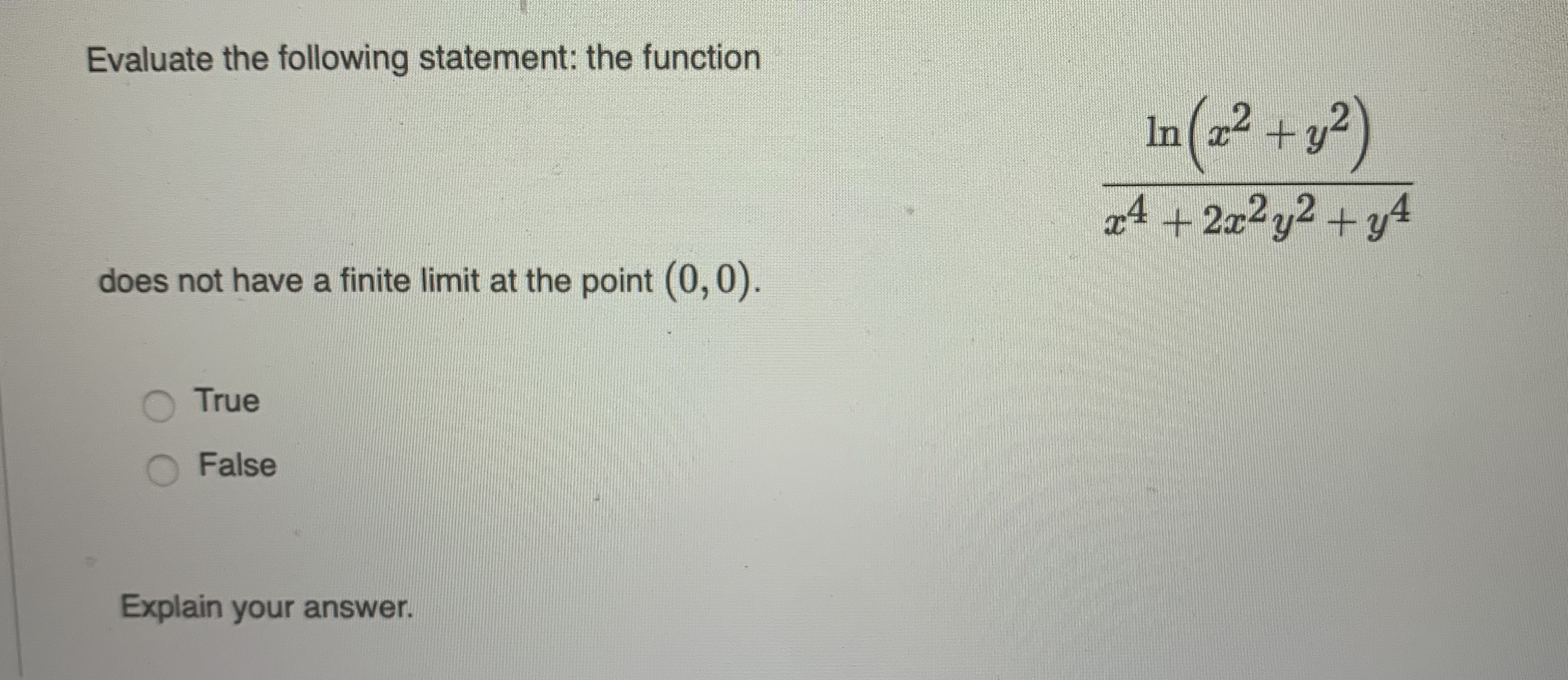 Solved Evaluate the following statement: the function | Chegg.com