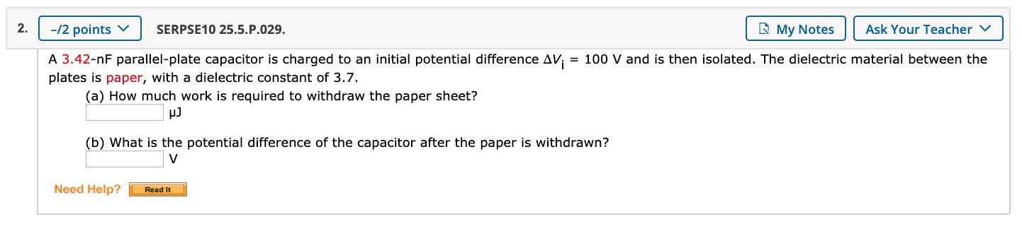 Solved 2. | -12 points V SERPSE10 25.5.P.029. My Notes Ask | Chegg.com Solved 2. | -12 points V SERPSE10 25.5.P.029. My Notes Ask | Chegg.com