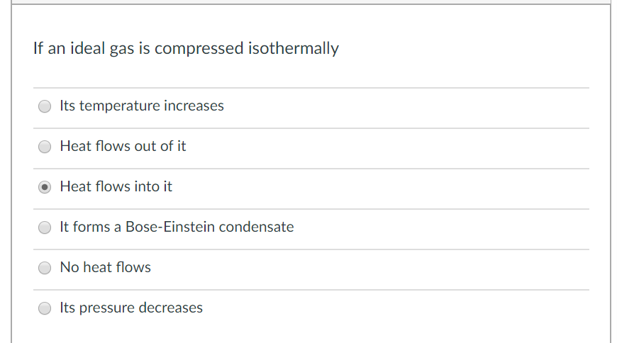Solved If an ideal gas is compressed isothermally Its | Chegg.com