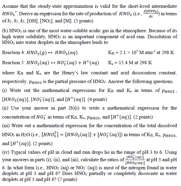 3. (a) The reaction of OH with NO2 to form nitric | Chegg.com