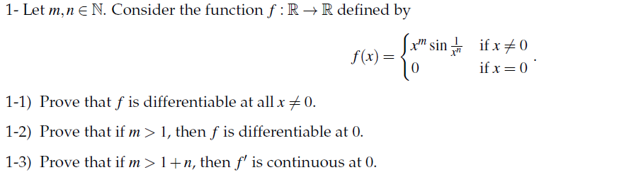 Solved 1 Let M Ne N Consider The Function F R R Defined