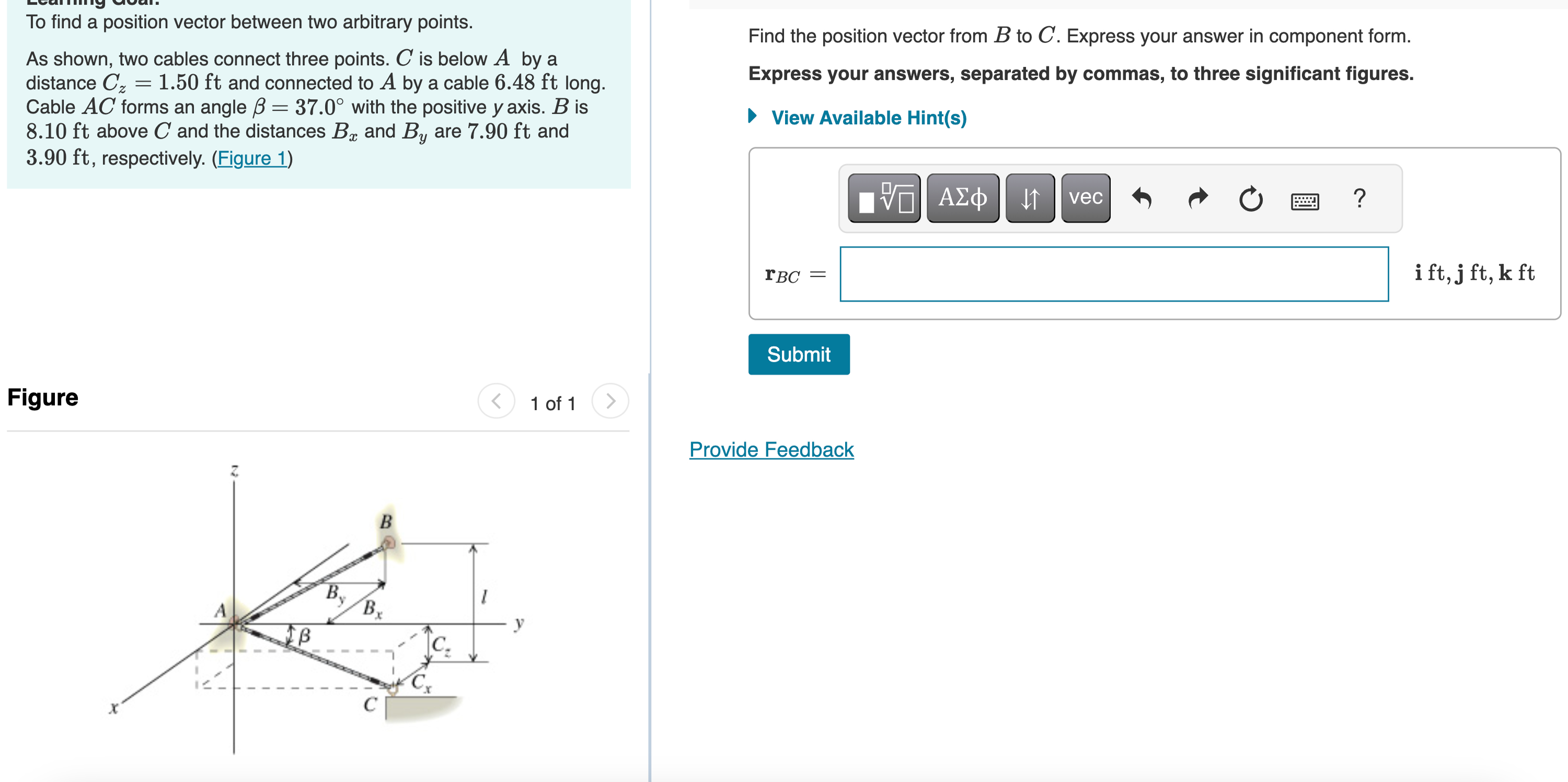 Solved To find a position vector between two arbitrary | Chegg.com