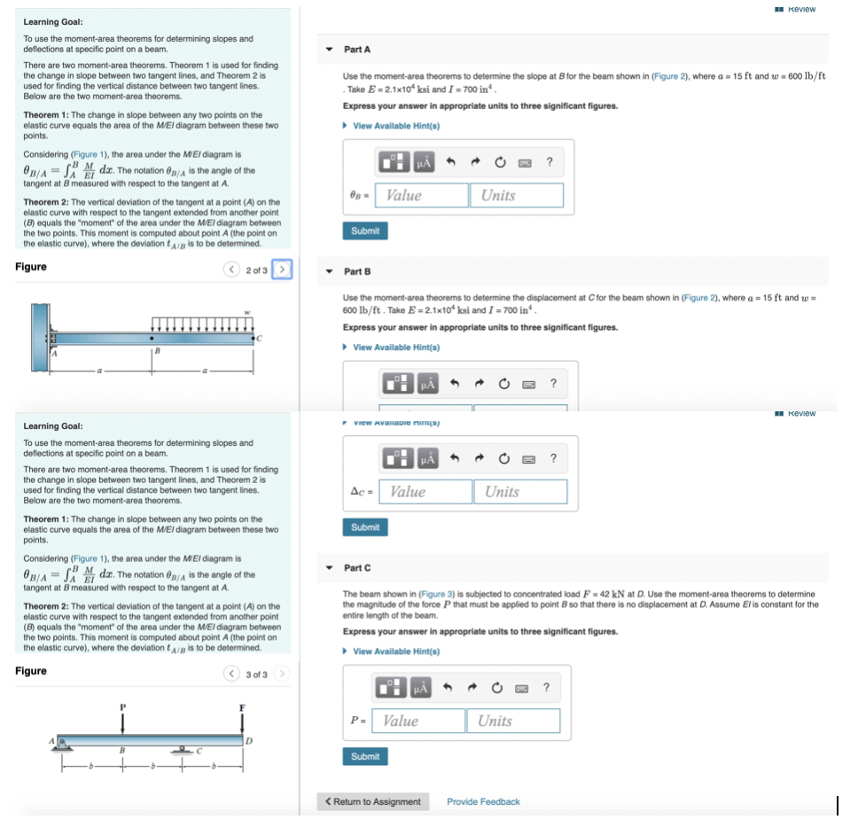 Solved Review Part A Learning Goal: To use the moment-area | Chegg.com