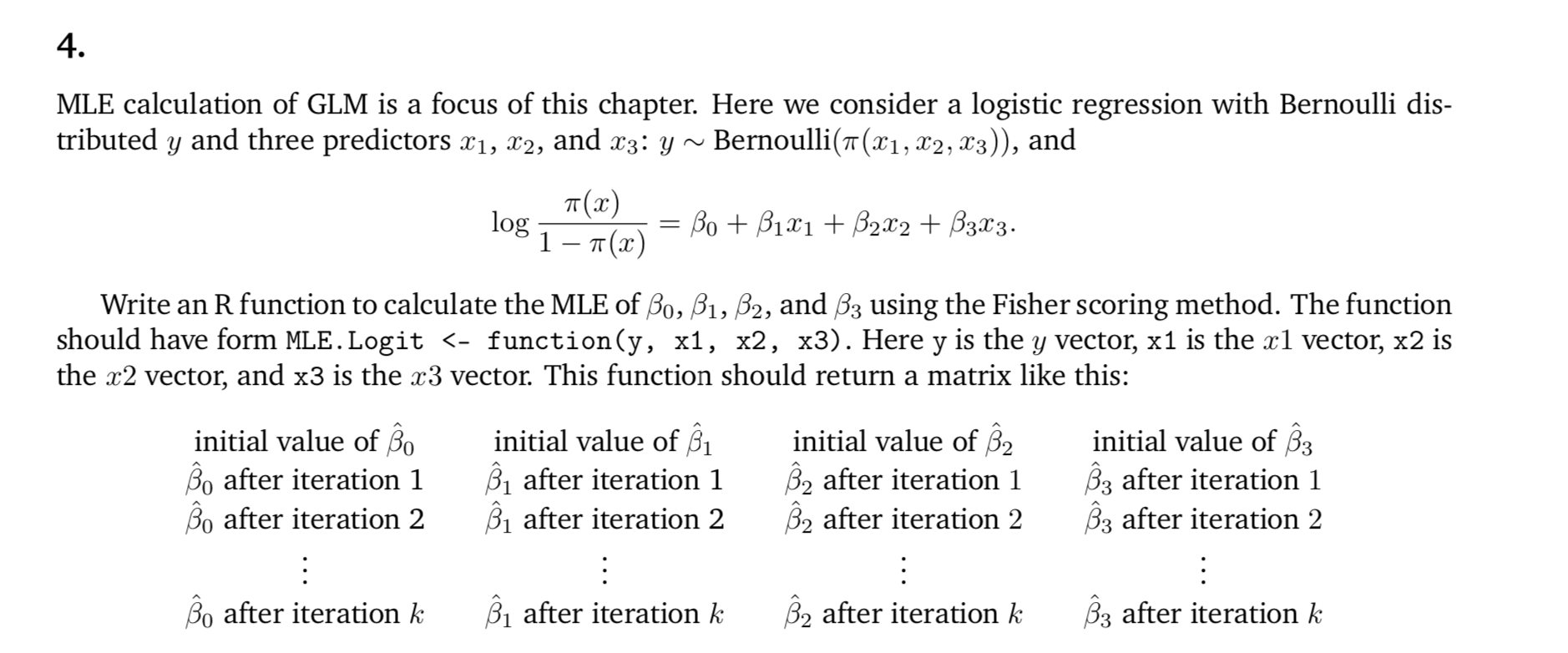 4. a MLE calculation of GLM is a focus of this | Chegg.com