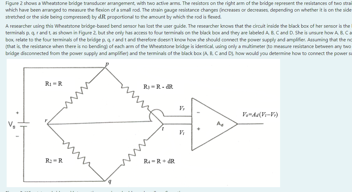 Solved Figure 2 shows a Wheatstone bridge transducer | Chegg.com