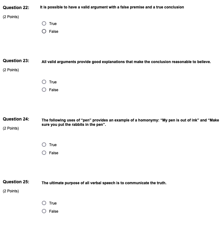 It is possible to have a valid argument with a false | Chegg.com