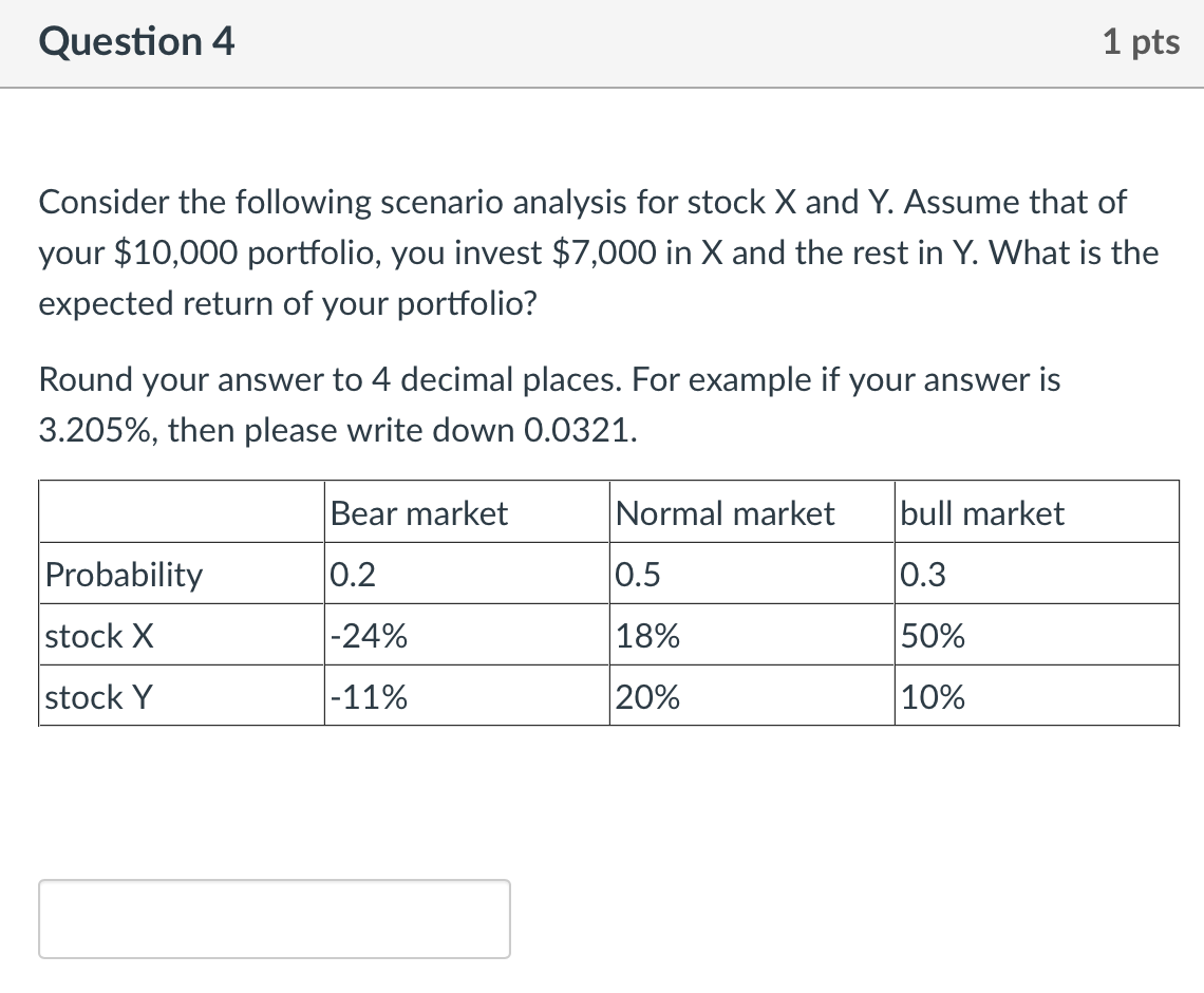 Solved Consider the following scenario analysis for stock X | Chegg.com