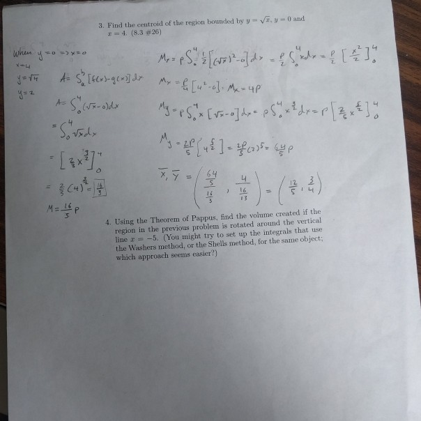 Solved 4. Using the Theorem of Pappus, find the volume | Chegg.com