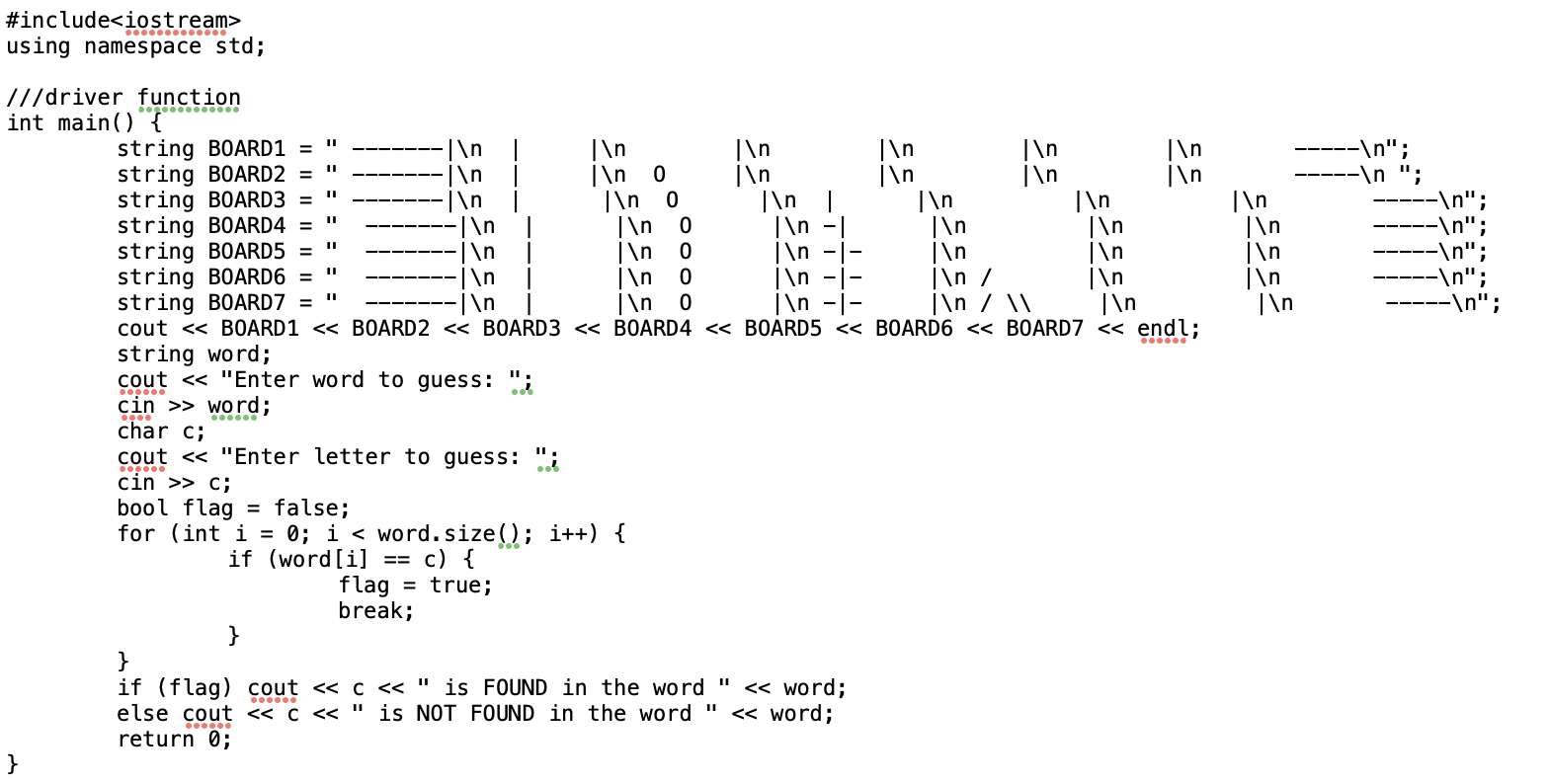 Solved Implement and Test the hangman program as specified | Chegg.com