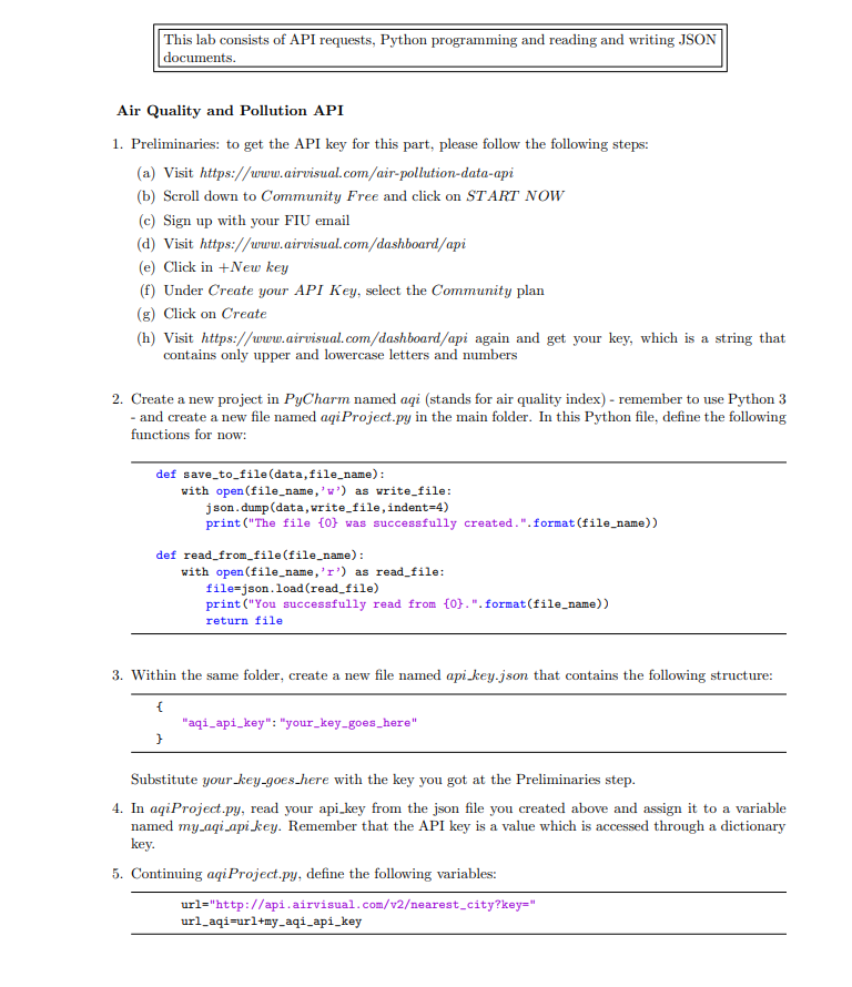 This lab consists of API requests, Python programming and reading and ... This lab consists of API requests, Python programming and reading and ...