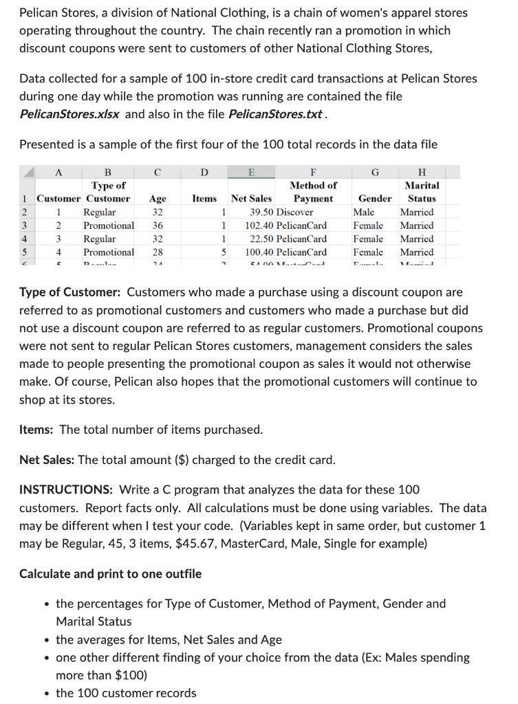 Solved Pelican Stores, a division of National Clothing, is a | Chegg.com
